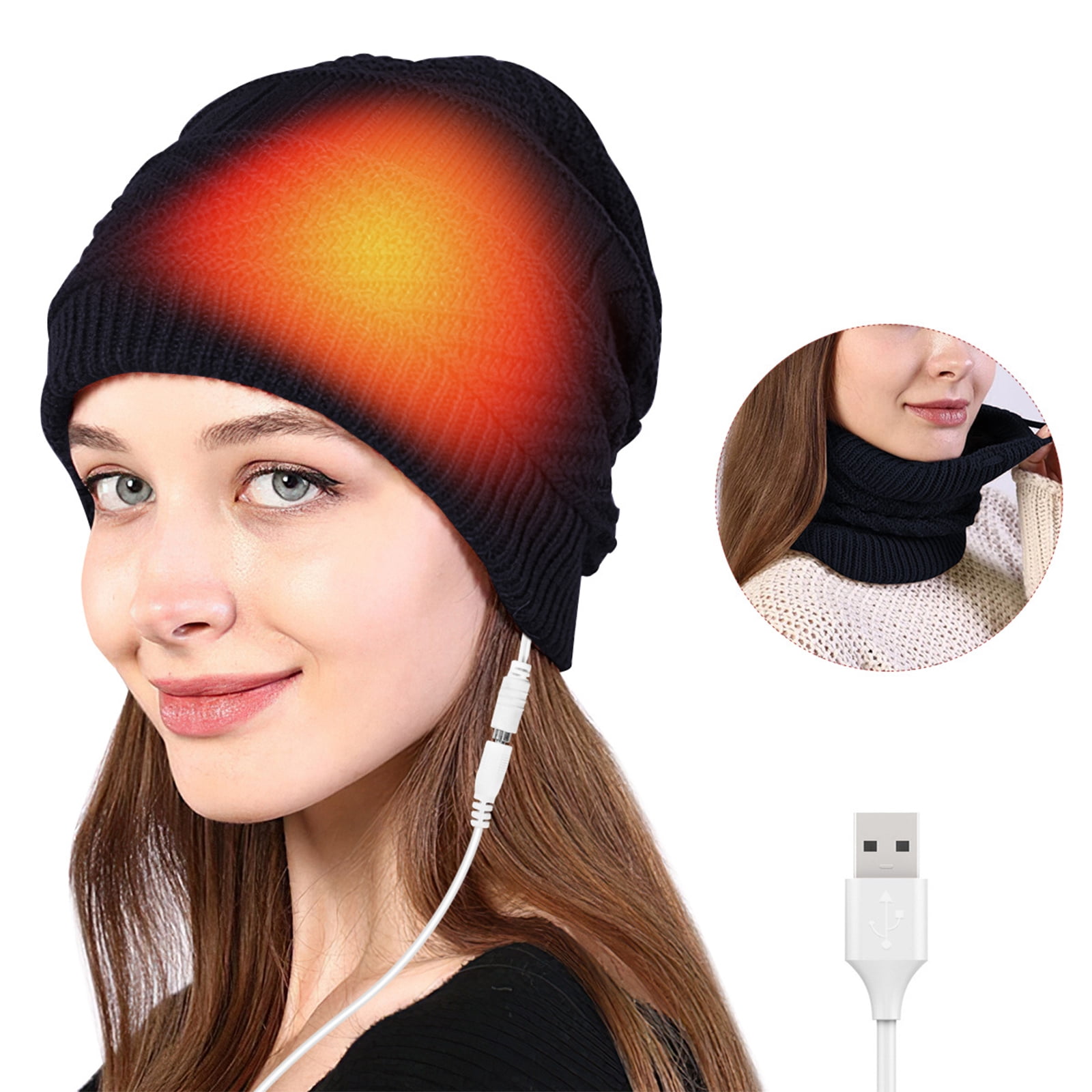 Winter Warm Electric Heat Hat，USB Heated Hat，Winter Knitted Windproof ...