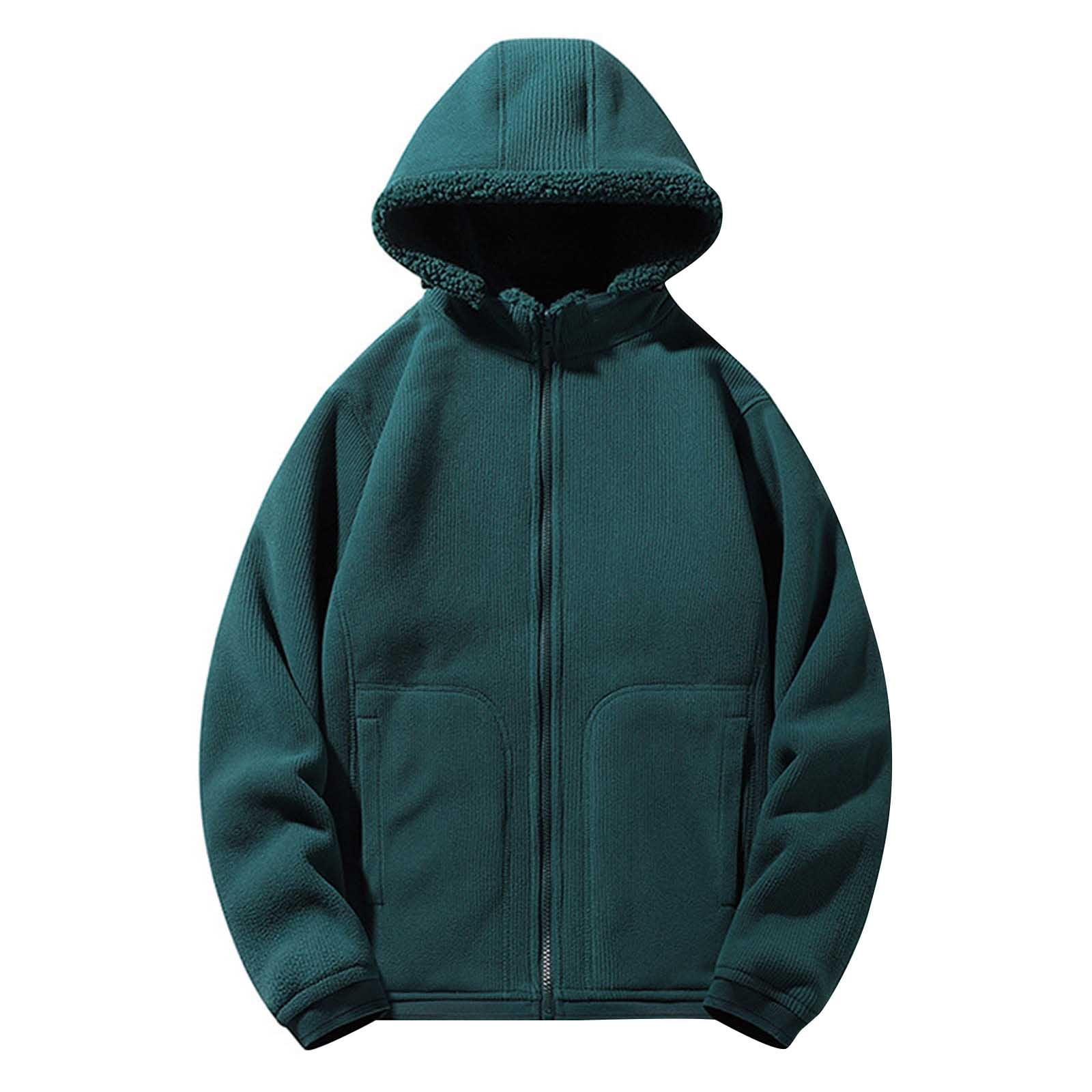 Winter Warm Fleece Jacket for Men and Women with Detachable Hood Full ...