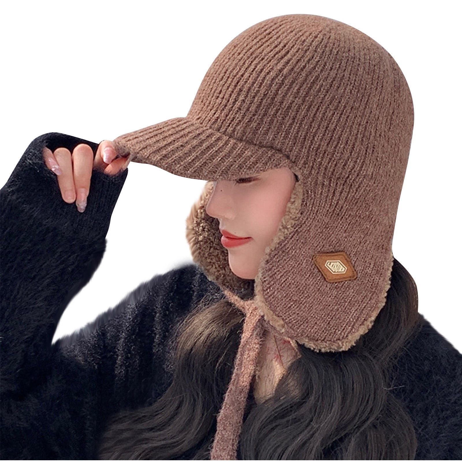 Winter Warm Hats for Women Fuzzy Fleece Lined Cover Ears Beanie Hat ...