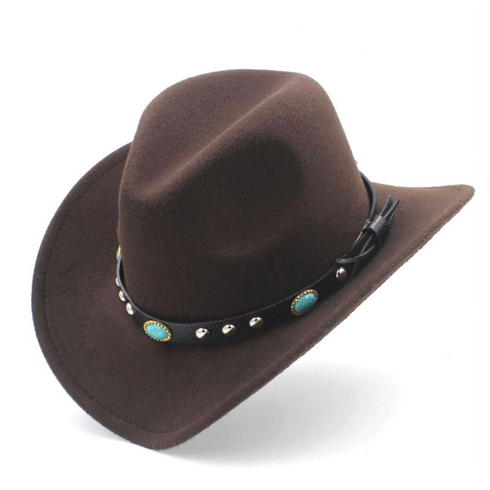 Winter Warm Men Women Retro Wool Felt Western Cowboy Hat Wide Brim ...