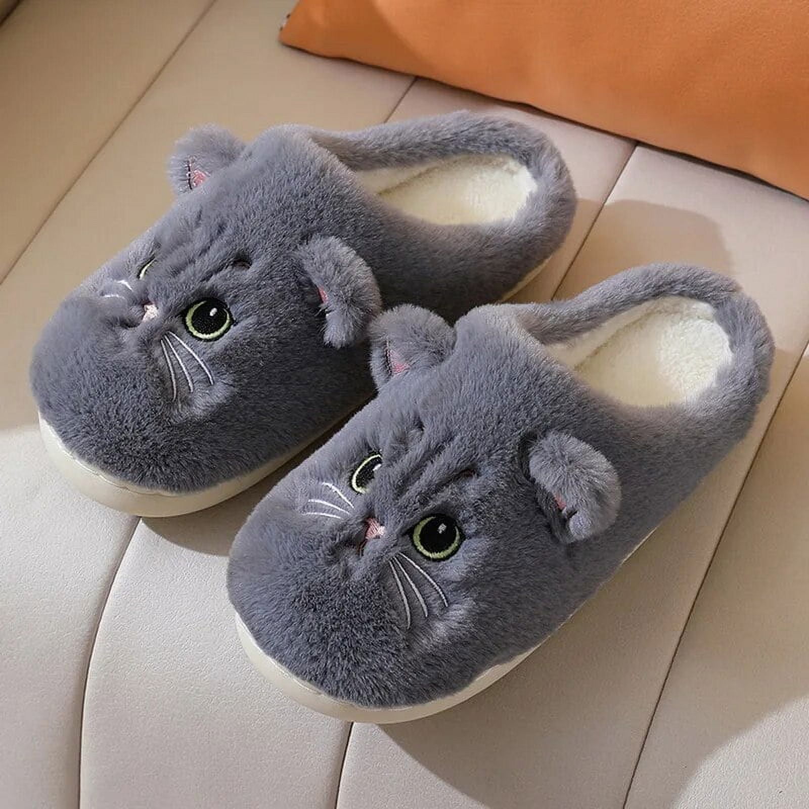 Winter Warm Slippers Indoor Animal Fluffy Plush Home Slippers Women Men ...