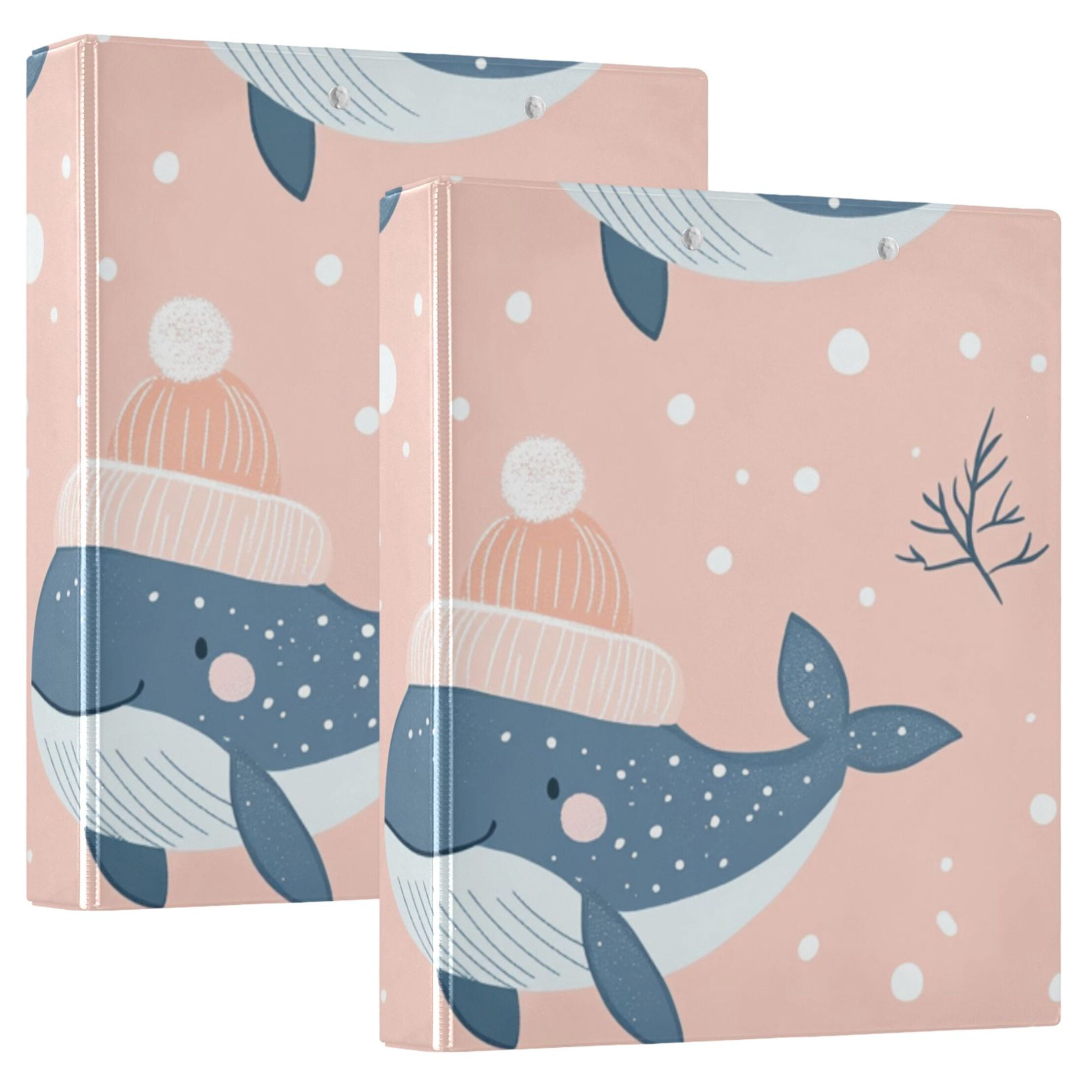Winter Whales 3 Ring Binders 1.5 inch Hardcover File Folders with ...