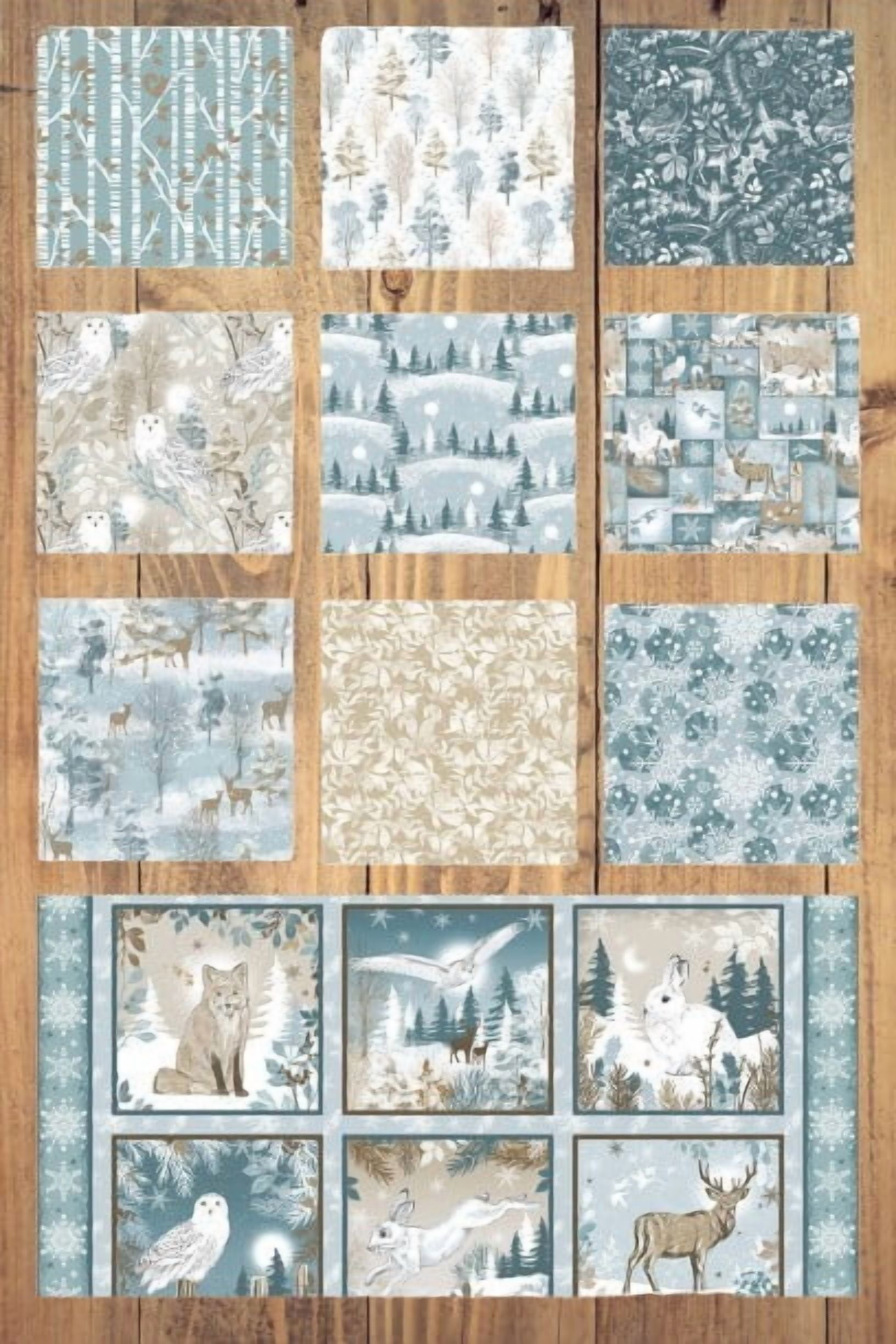 Winter Whispers 1/2 Yard or 1 Yard With Panel Bundle Cotton Fabric (1/2 ...