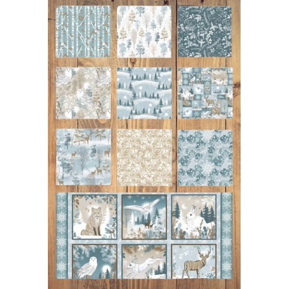 Winter Whispers 1/2 Yard or 1 Yard With Panel Bundle Cotton Fabric (1/2 ...