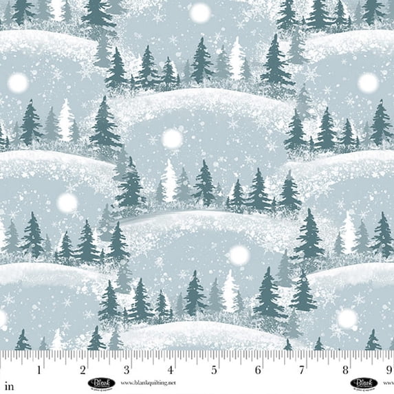 Blank Quilting Winter Whispers Scenic Trees Sky Lt Blue Cotton Fabric ...