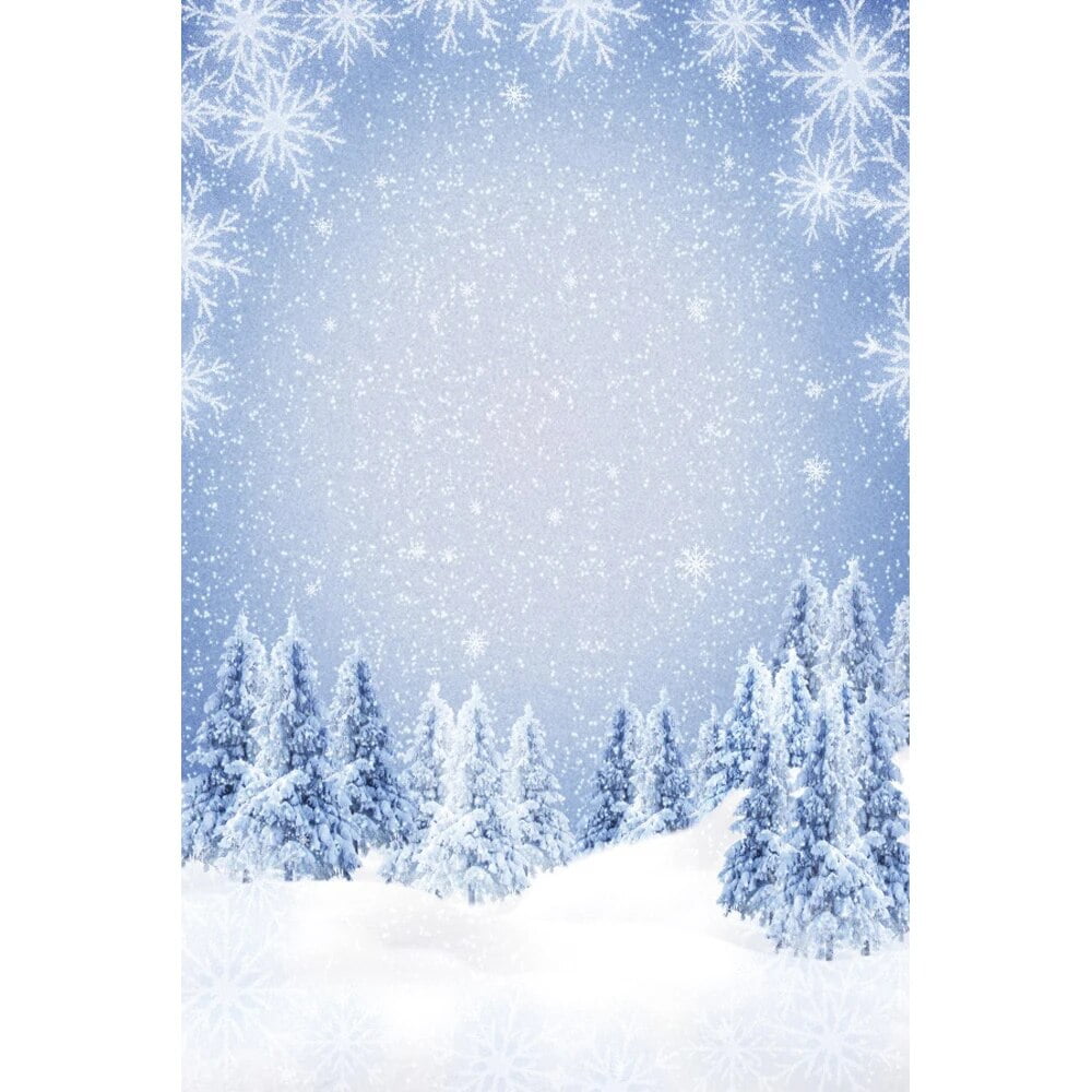 Winter White Snow Wonderland Backdrop Christmas Pine Tree Snowflake ...