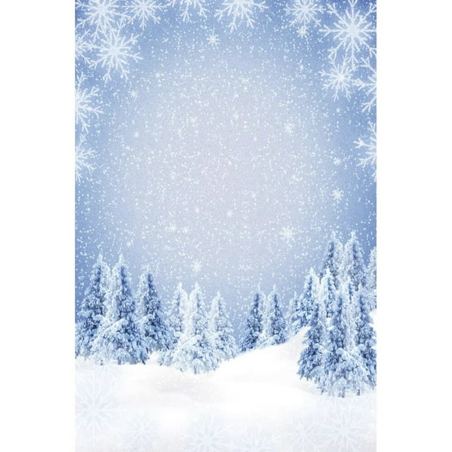 Winter White Snow Wonderland Backdrop Christmas Pine Tree Snowflake Forest Kids Baby Portrait ...