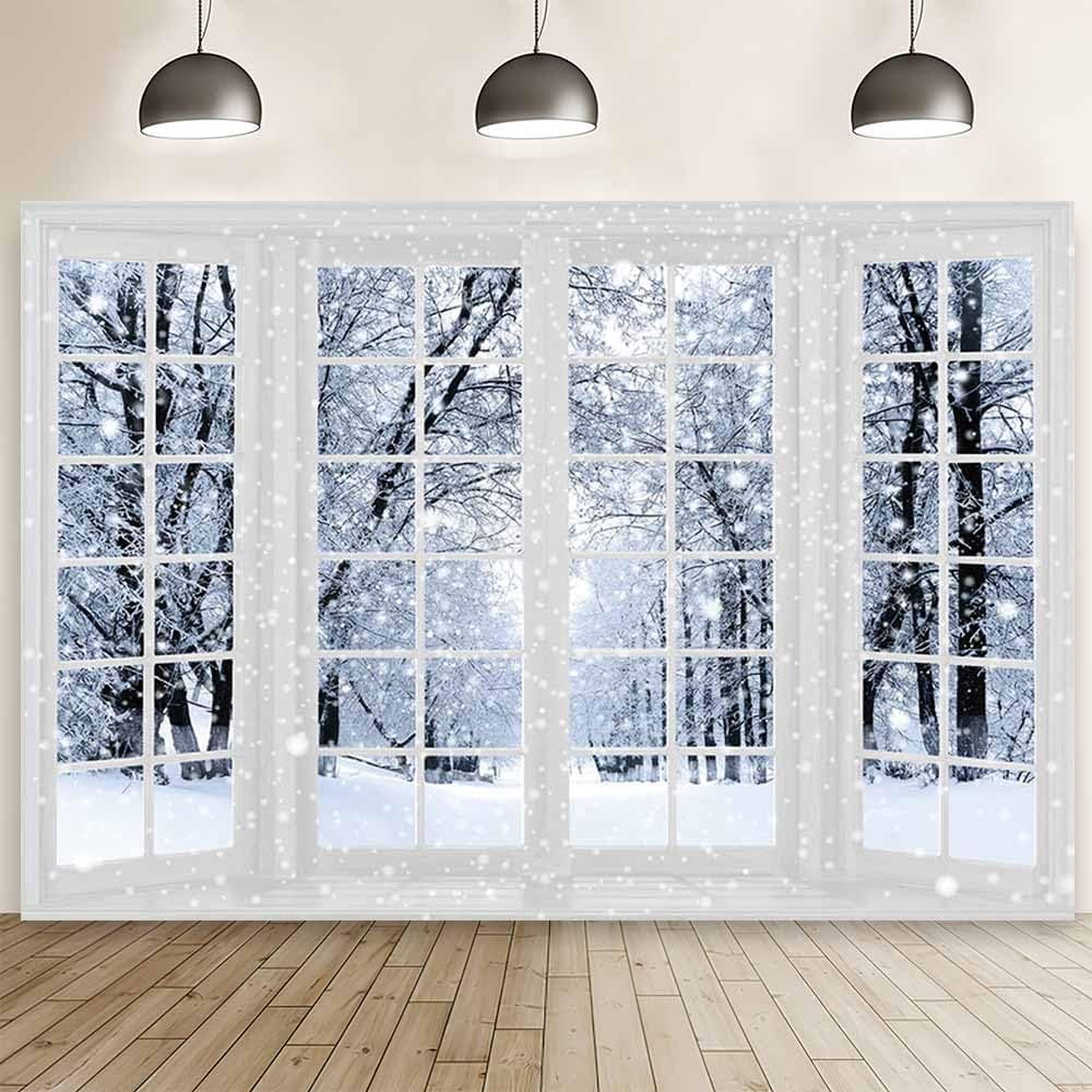 Winter Window Backdrops for Photography Winter Wonderland Backdrop Christmas Decorations Winter ...