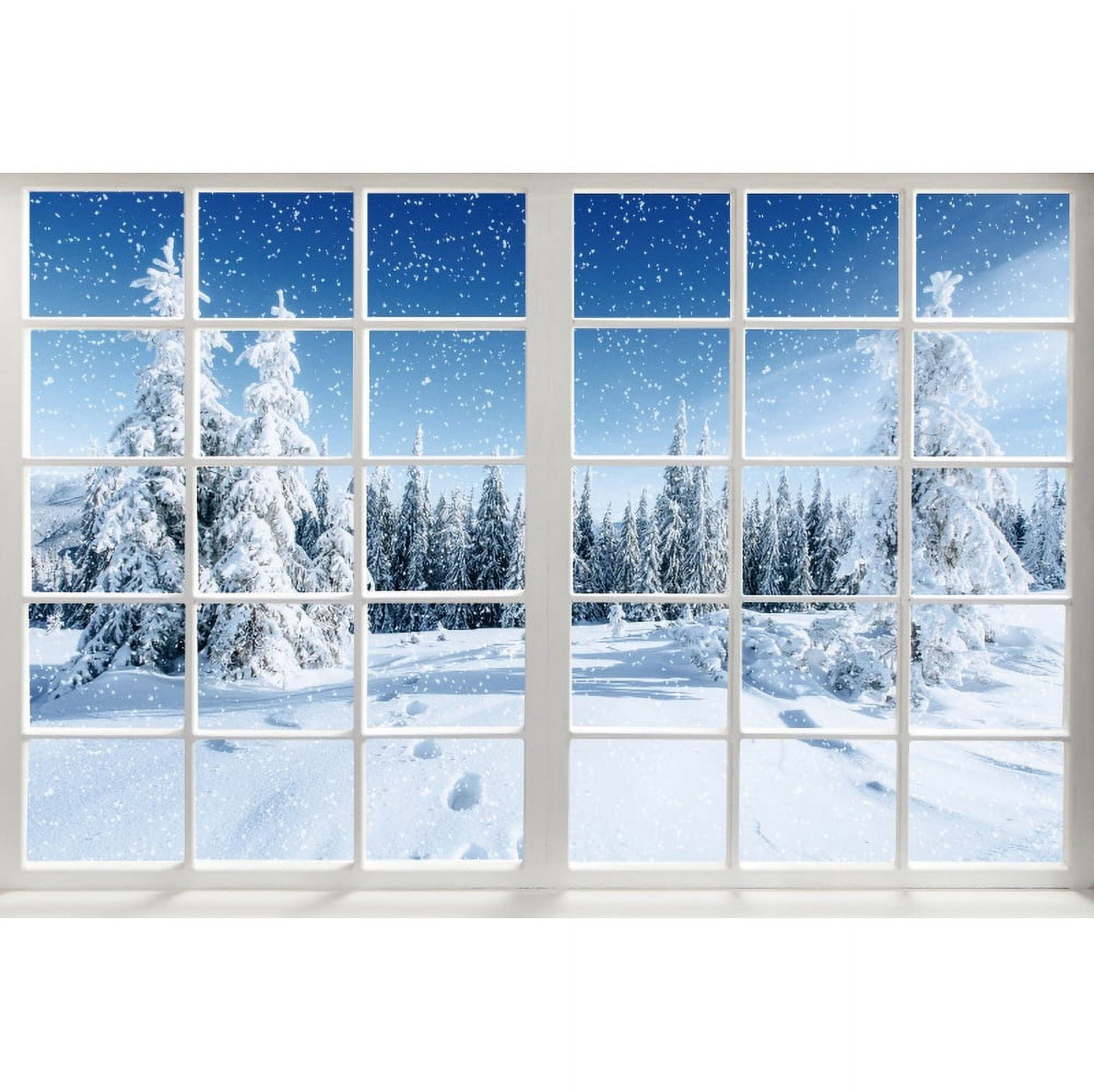 Winter Window Sill Snow Sce Christmas Photo Backdrop Winter Forest Baby ...