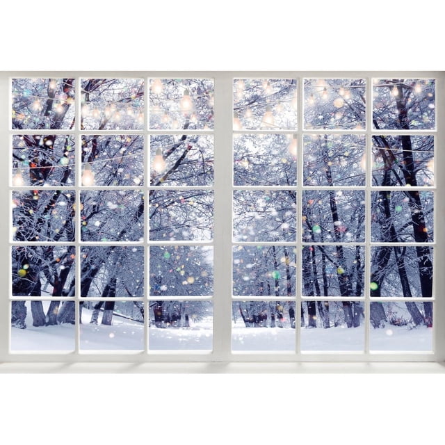 Winter Window Sill Snow Sce Christmas Photo Backdrop Winter Forest Baby ...