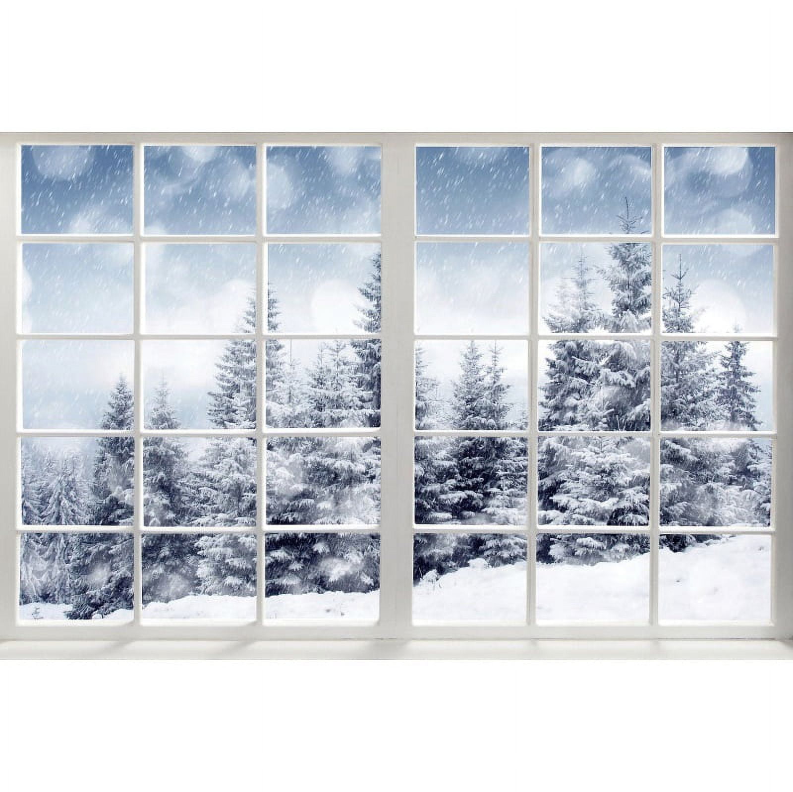 Winter Window Sill Snow Sce Christmas Photo Backdrop Winter Forest Baby ...