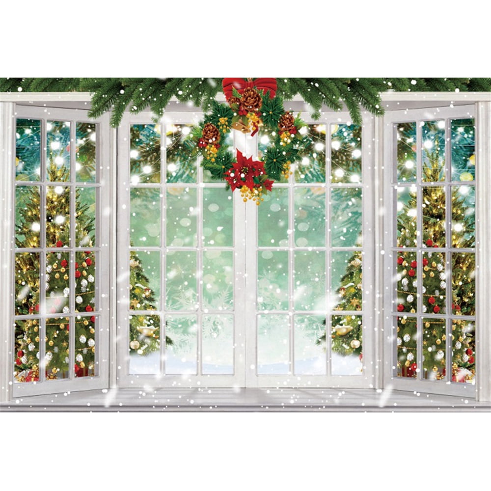 Winter Window Sill Snow Sce Christmas Photo Backdrop Winter Forest Baby ...