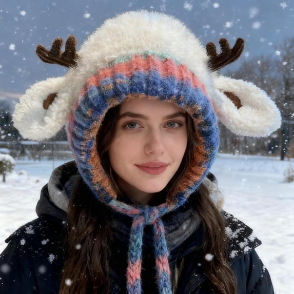 Winter Windproof Hat For Outdoor Cold Weather With Earflaps And Deer ...