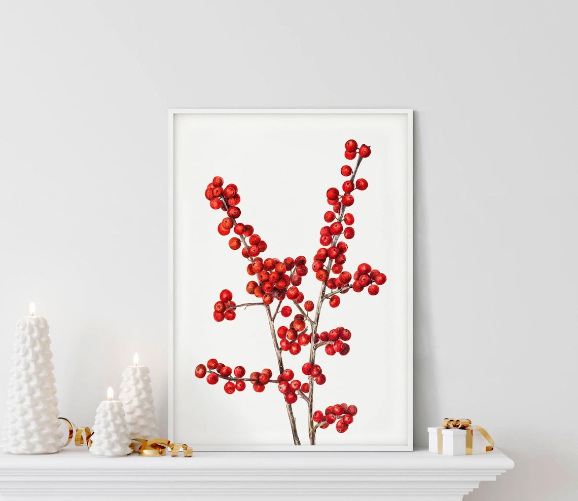 Winter Winterberry Poster, Winter Decor, Winterberry Wall Art ...