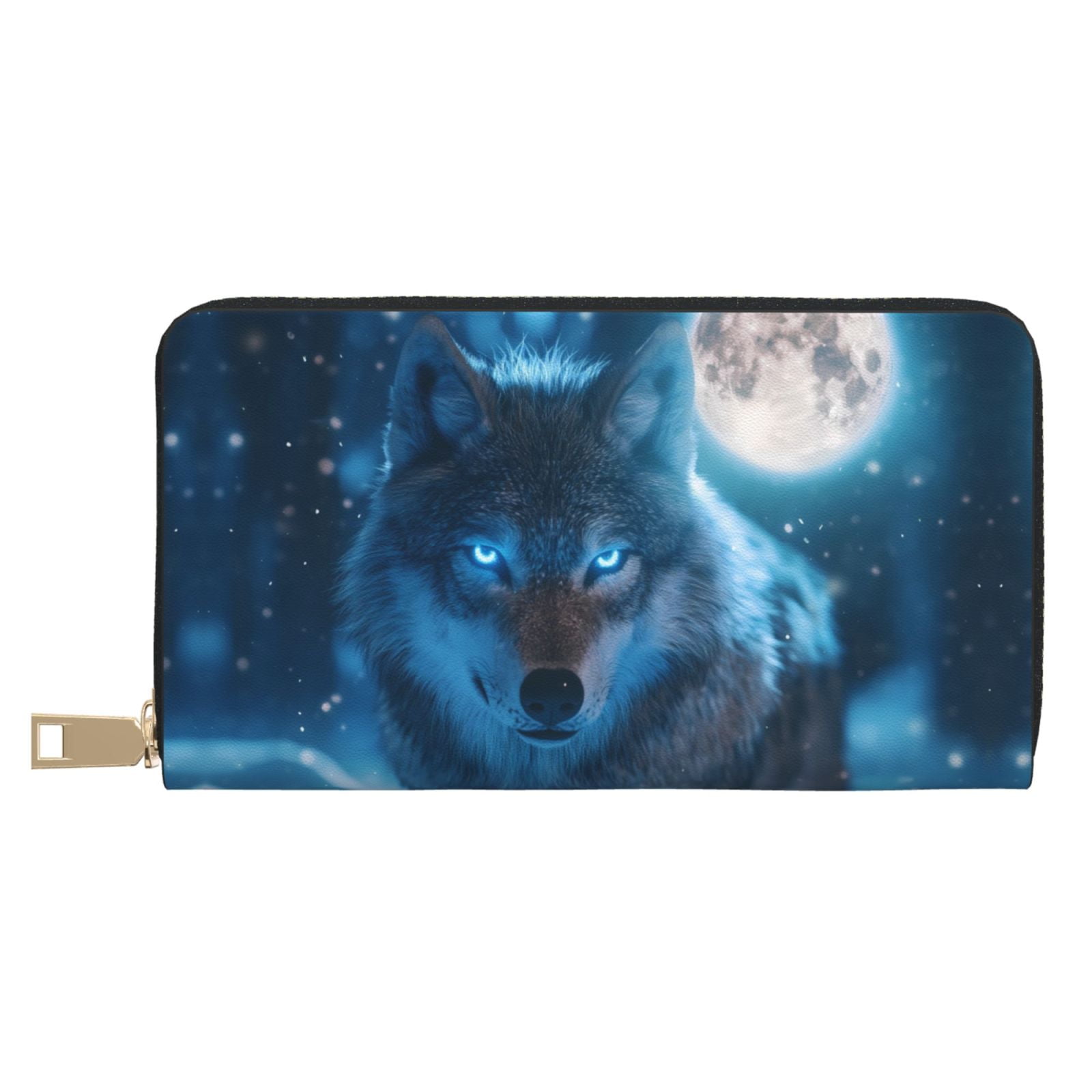 Winter Wolf Glowing Moon Wallet Women, Leather Bifold Multi Card Wallet ...