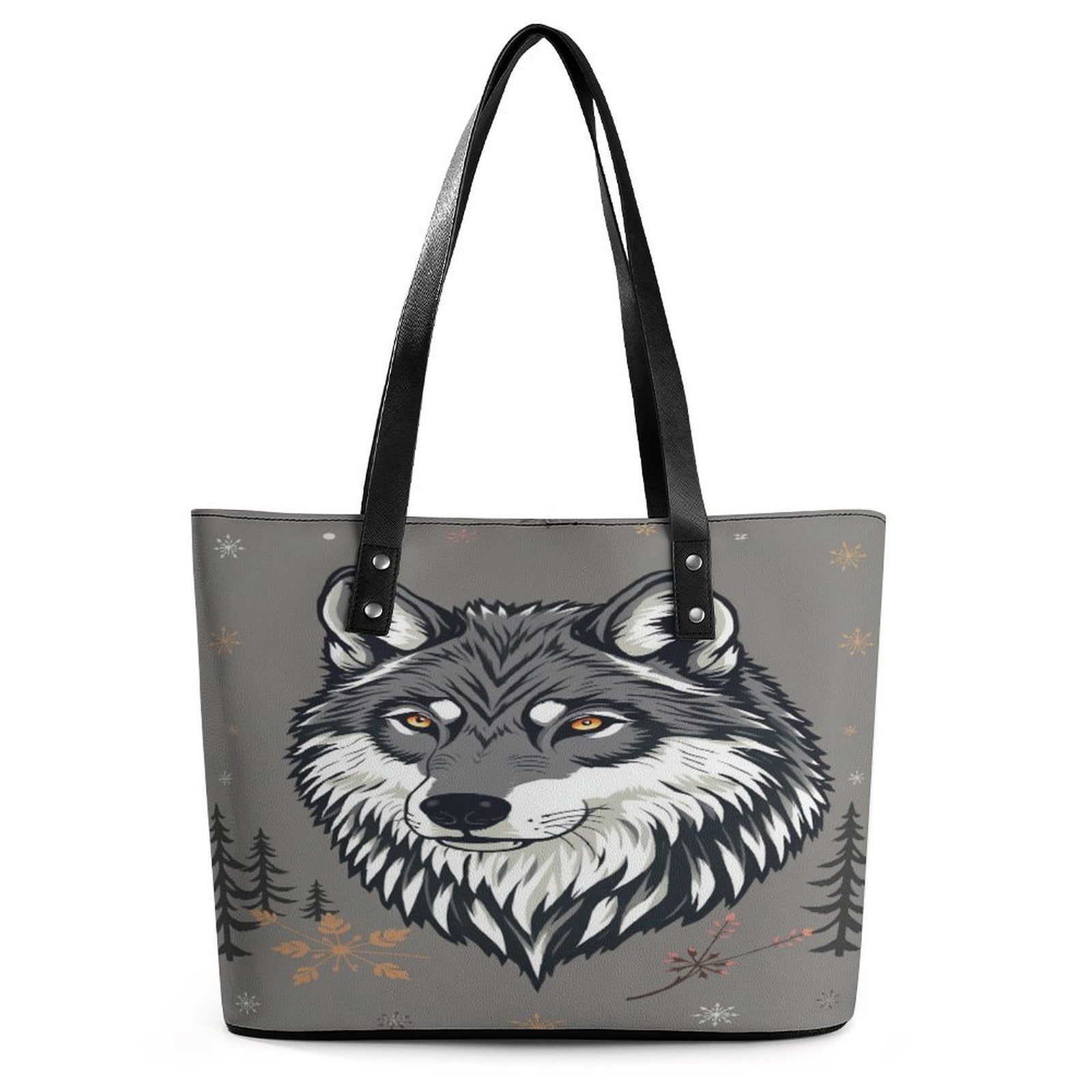 Winter Wolf Portrait Handbags PU Leather Shoulder Bag Tote Bag Top ...