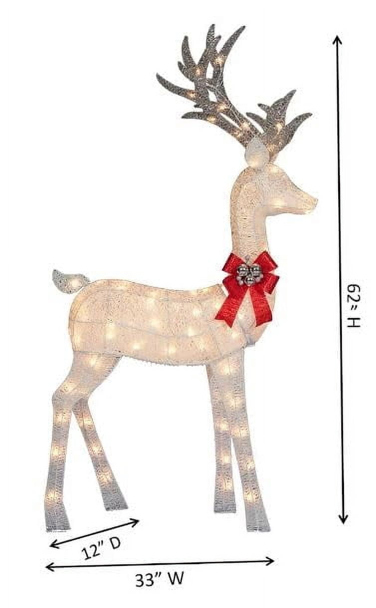 Winter Wonder - Animated White Glittering Reindeer Buck, 62" Tall with ...