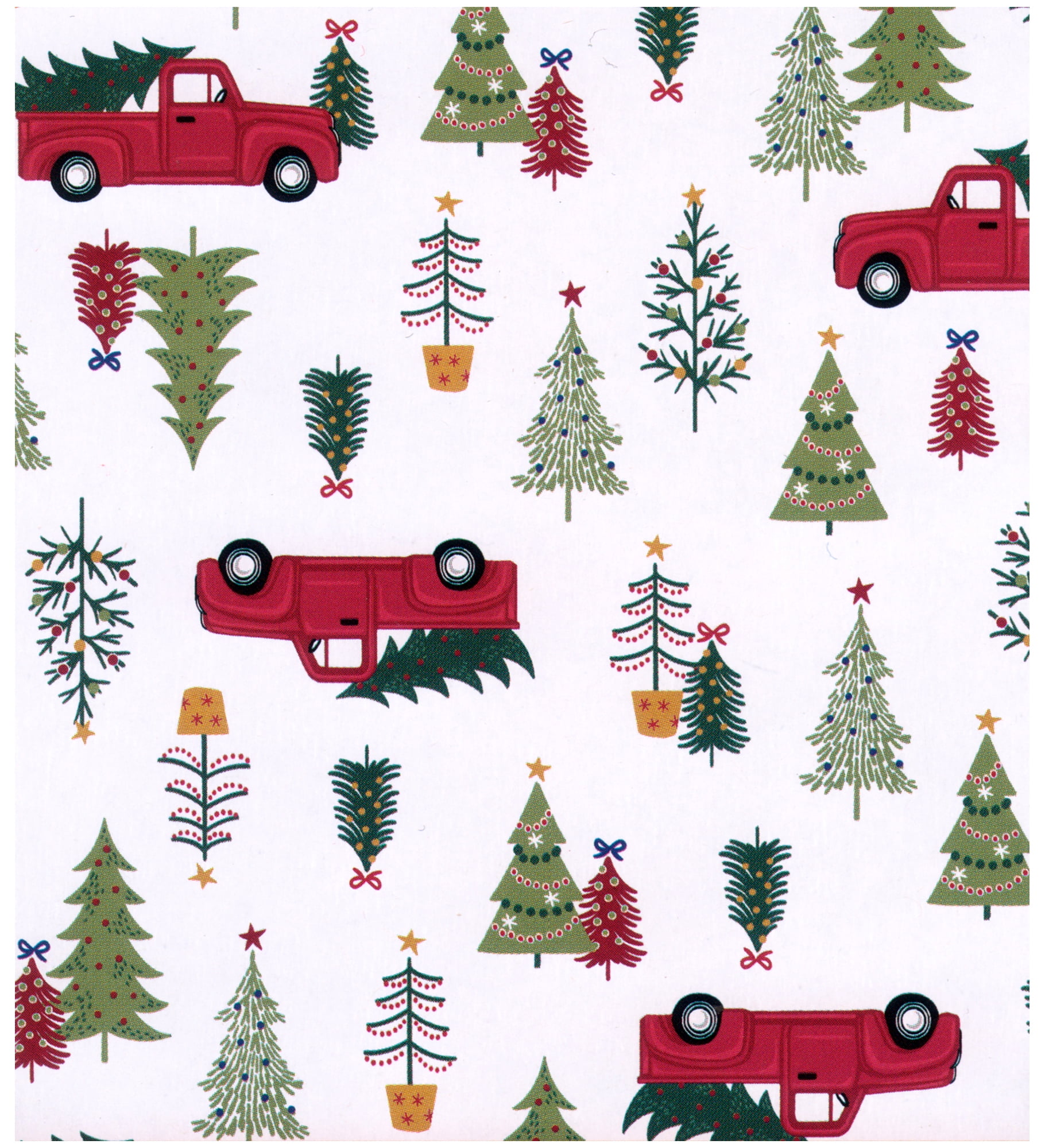 Winter Wonder Lane Vinyl Tablecloth PEVA Flannel Back, Red Truck Christmas Trees Print 52" x 70 ...