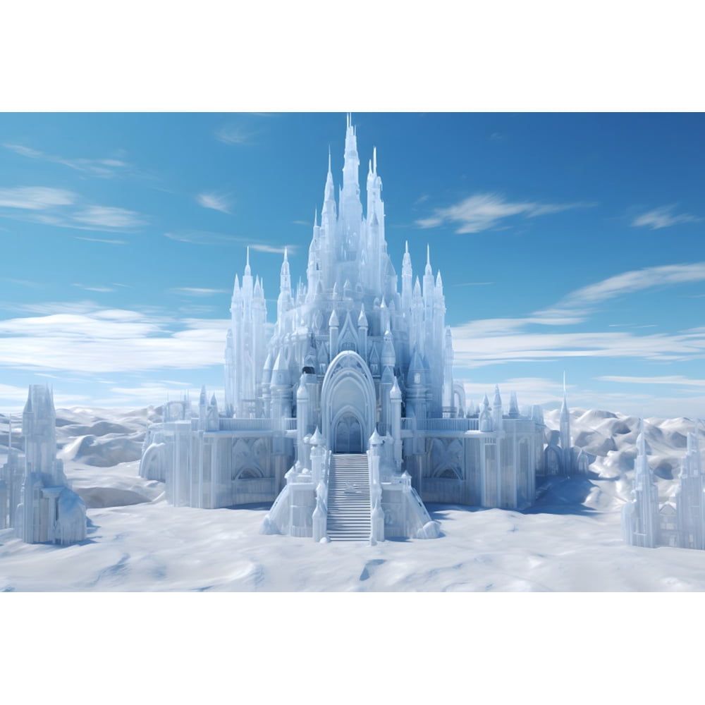 Winter Wonderland Ice Castle Backdrop White Snow Landscape Fairytale ...