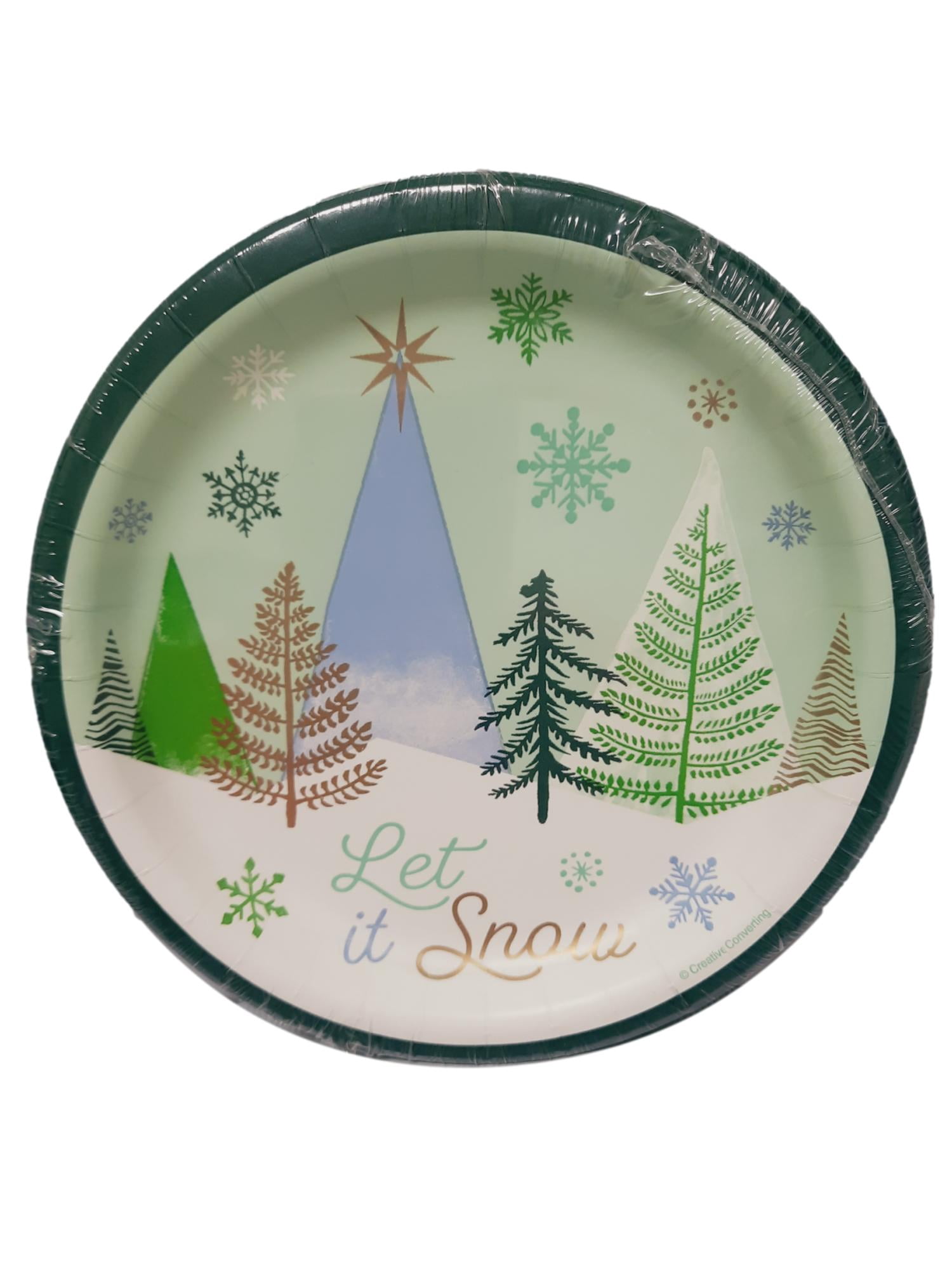 Winter Wonderland Paper 8 Ct 7" Dessert Cake Plates Christmas Tree Let ...