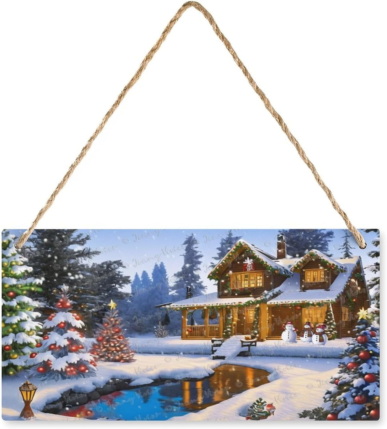 Winter Wooden Signs Christmas Tree, Snow, Plaques Door Sign Christmas ...