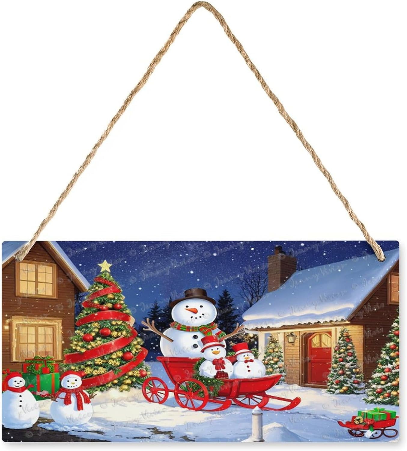 Winter Wooden Signs Plaques Door Sign Christmas Home Decor Cabin Wall ...
