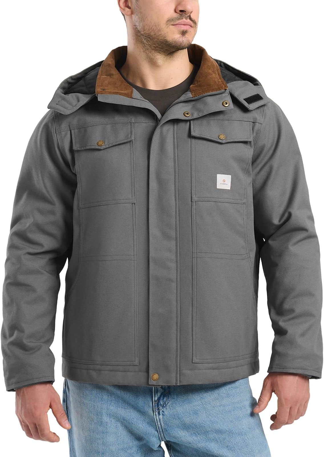 Winter Work Jackets for Men, Water Resistant Hooded Duck Canvas Coat ...