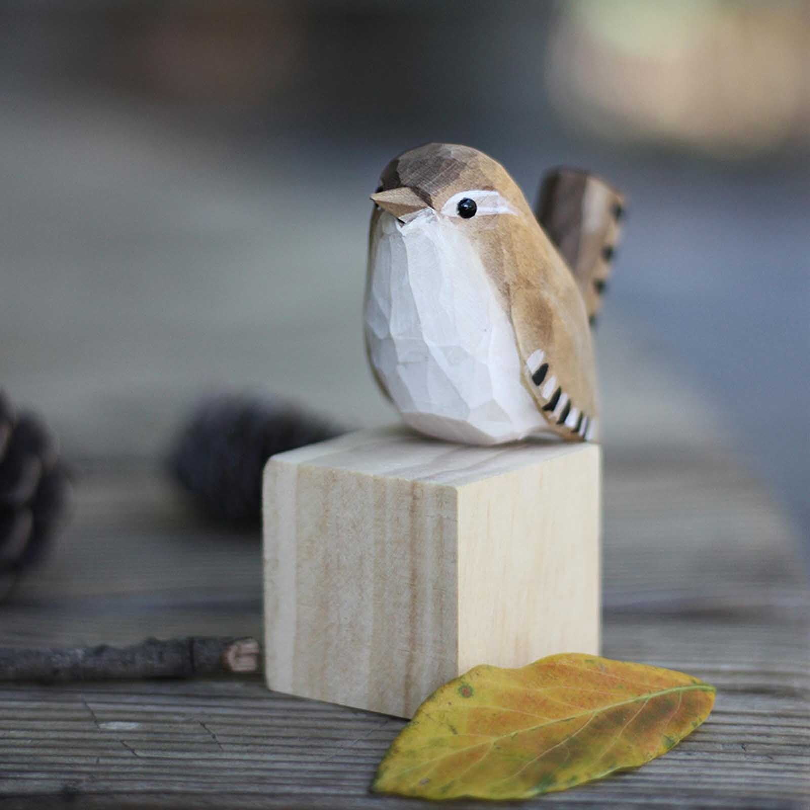 Winter Wren Wooden Figurine - Hand-Made, Carving, Decoration, Decoy ...