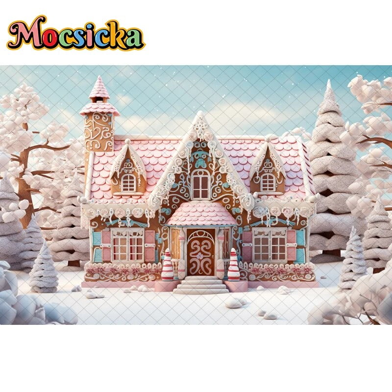 Winter Xmas Gingerbread House Photography Backdrop Kids Portrait Cake ...