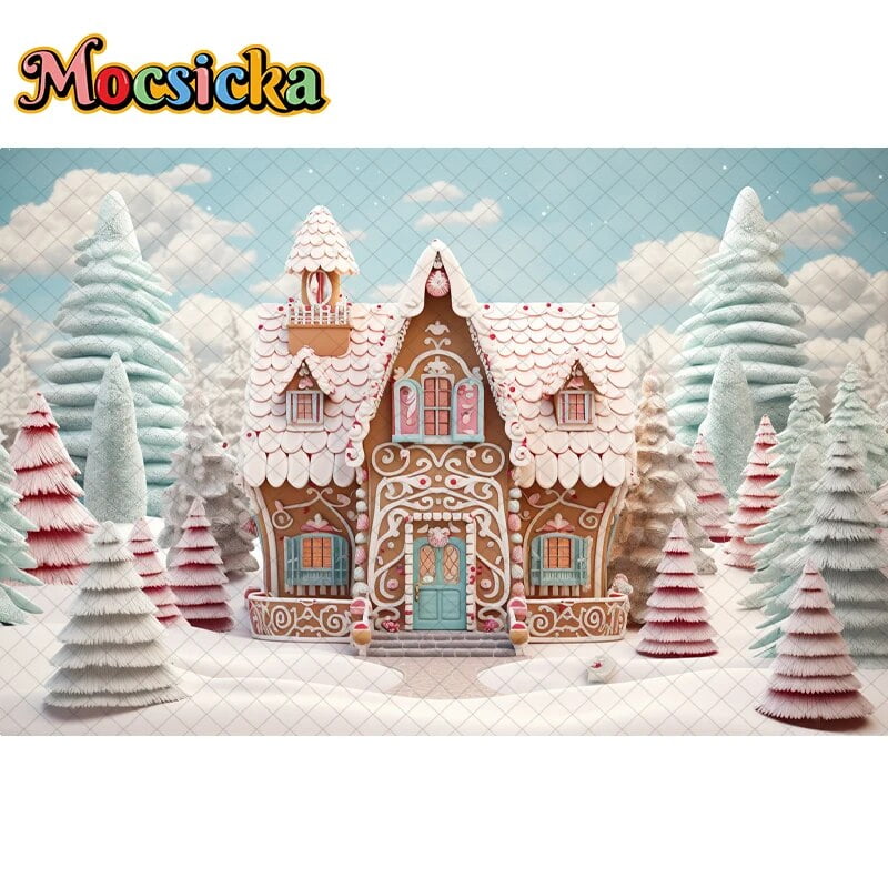 Winter Xmas Gingerbread House Photography Backdrop Kids Portrait Cake ...