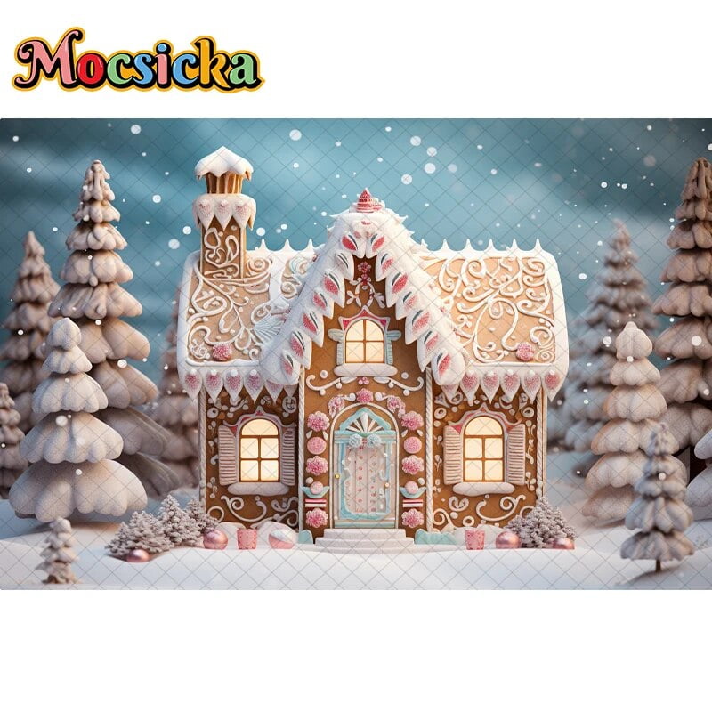 Winter Xmas Gingerbread House Photography Backdrop Kids Portrait Cake ...