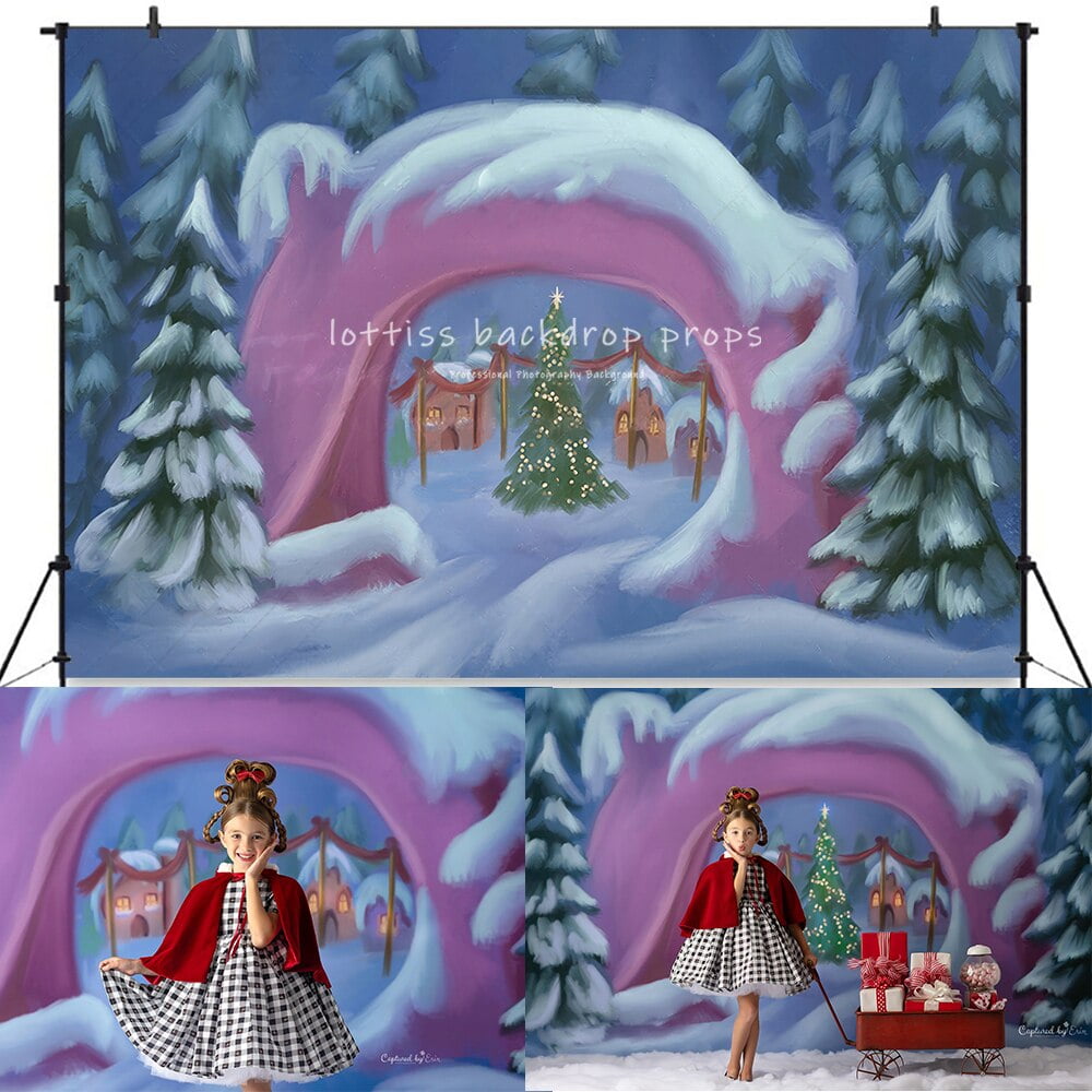 Winter Xmas Snowy House Backdrops Kids Gril Portrait Photography Child ...