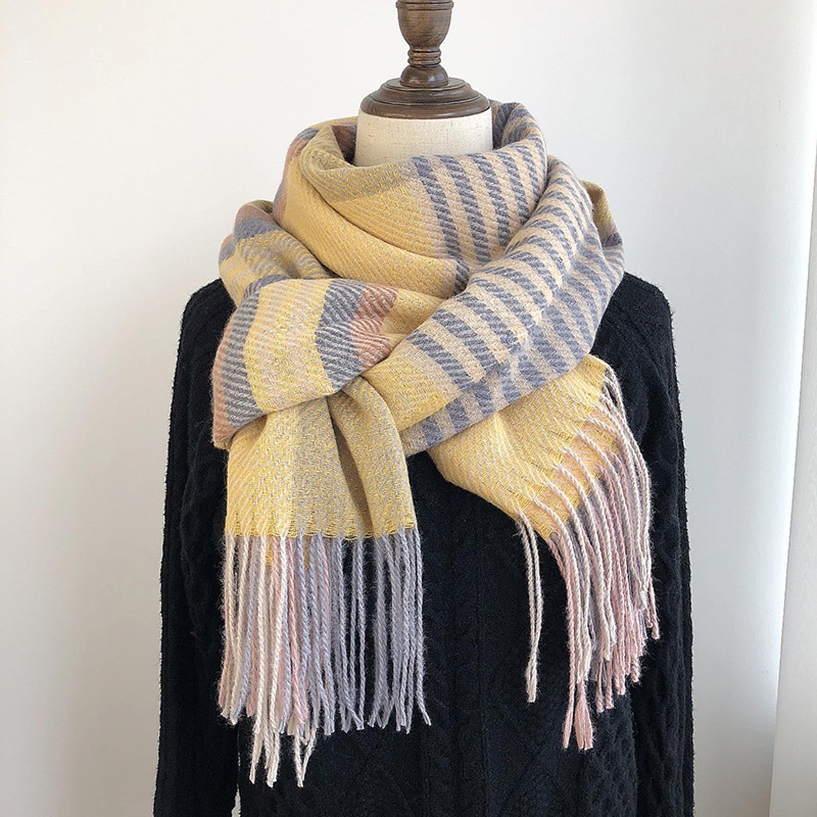 Winter Yellow Women Fall Scarf Classic Warm Soft Large Blanket Wrap ...