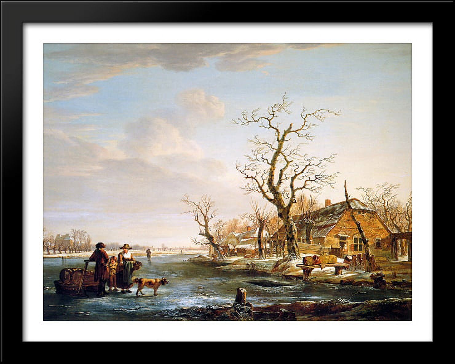 Winter landscape at Drevel 36x28 Large Black Wood Framed Print Art by ...