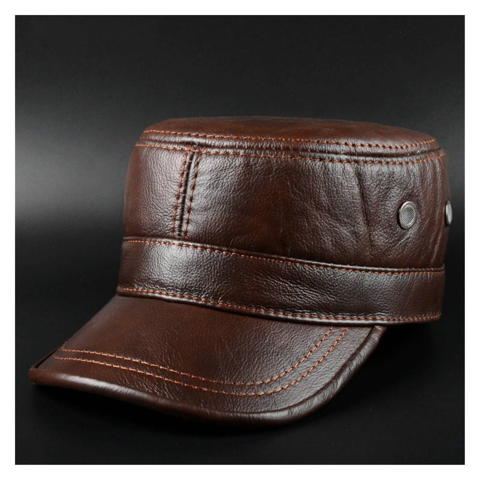 Winter thermal genuine leather hat male cap cadet cap male mi-litary ...