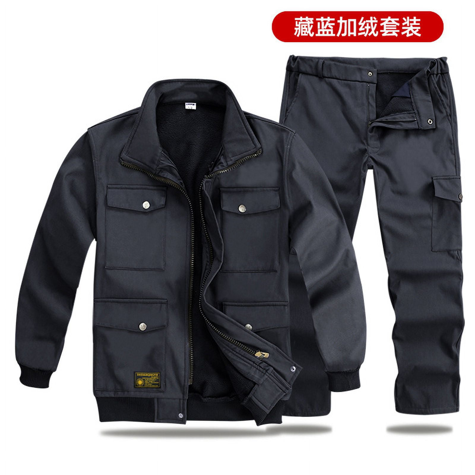 Winter whole body fleece-lined work clothes suit men‘s thickened cold ...