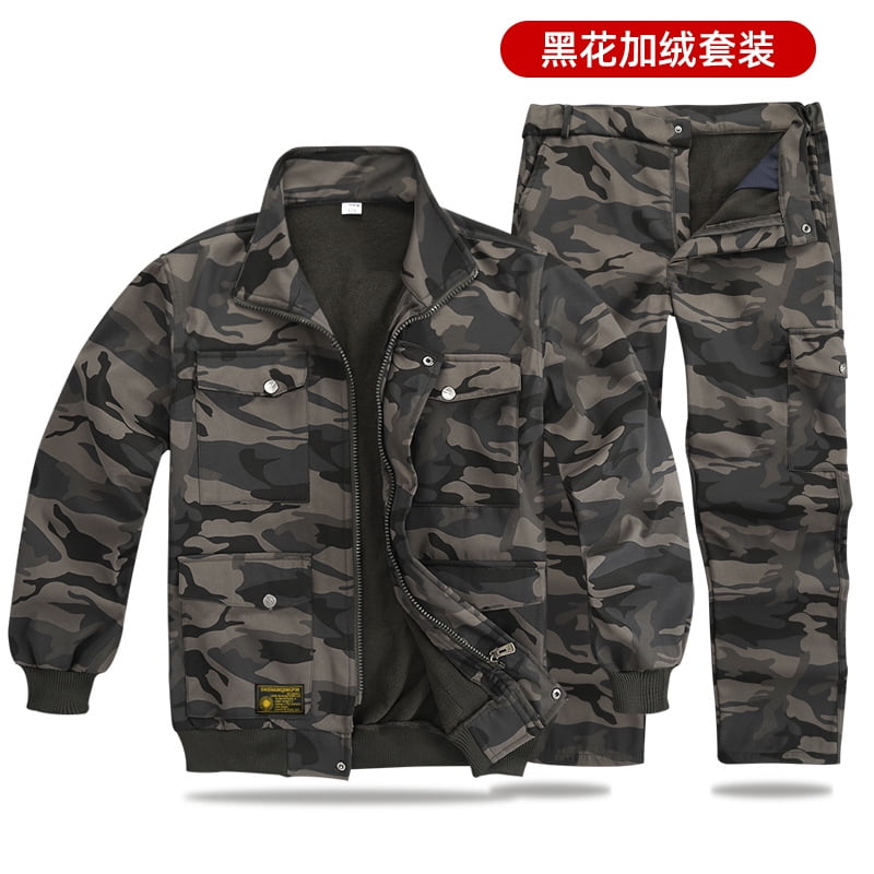 Winter whole body fleece-lined work clothes suit men‘s thickened cold ...