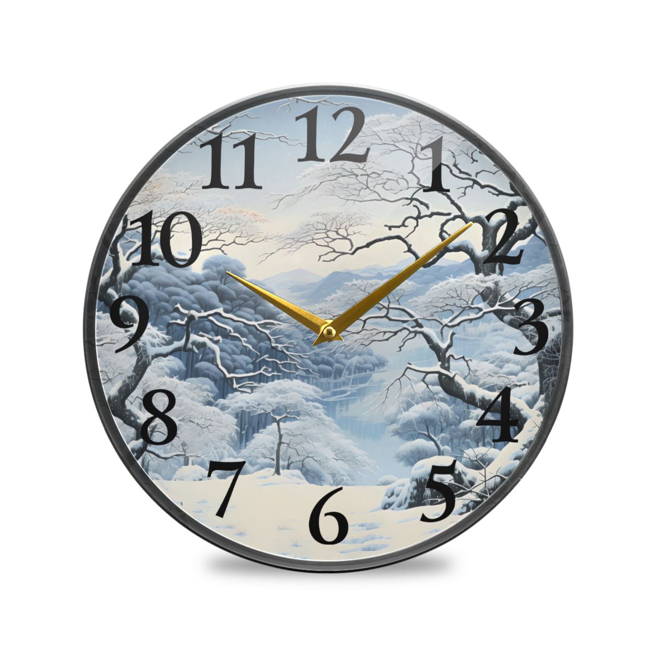 Winter with Trees Wall Clocks Battery Operated 11.9 Inch Round Clock ...