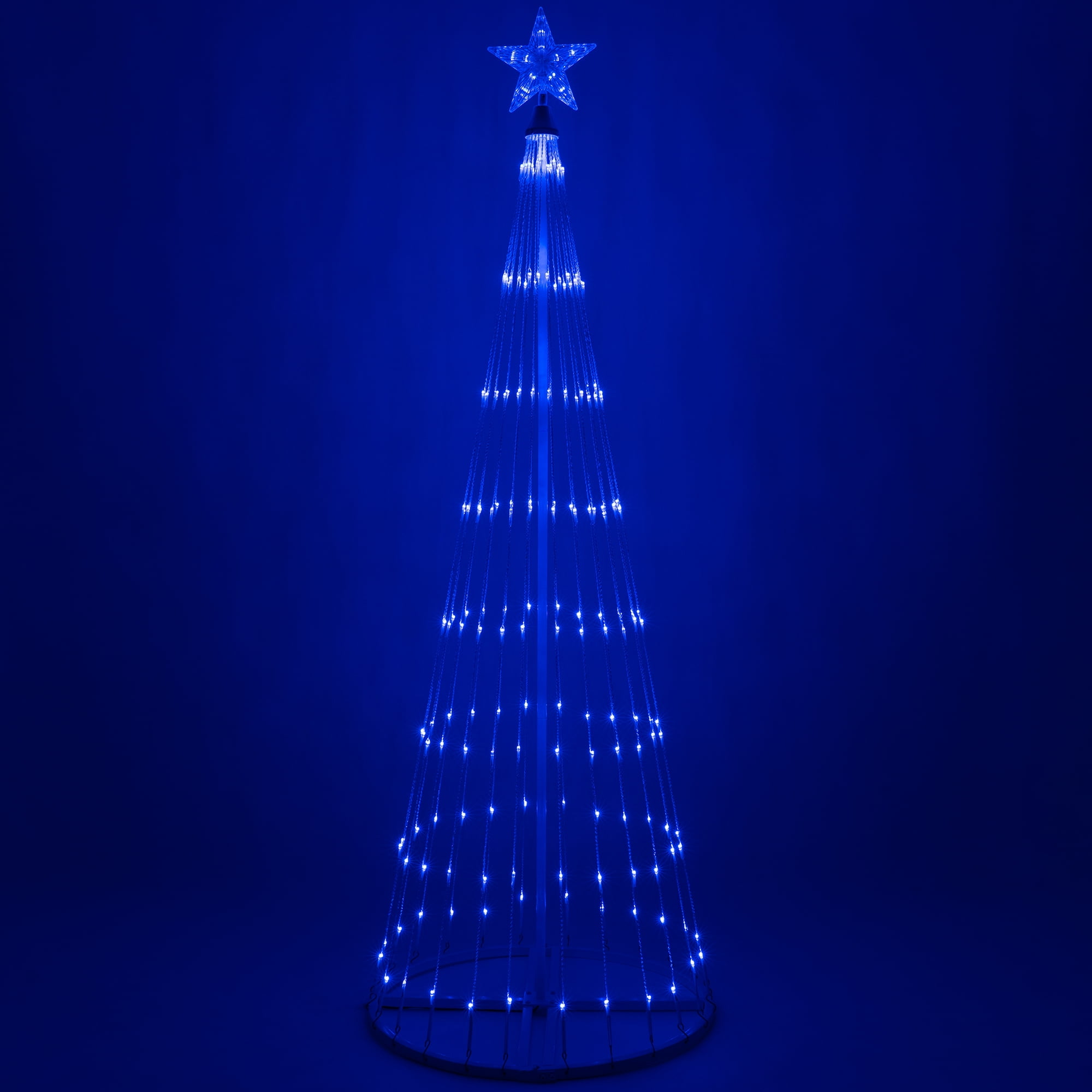 Wintergreen Lighting 6ft Blue Outdoor Christmas Light Show Cone Tree ...