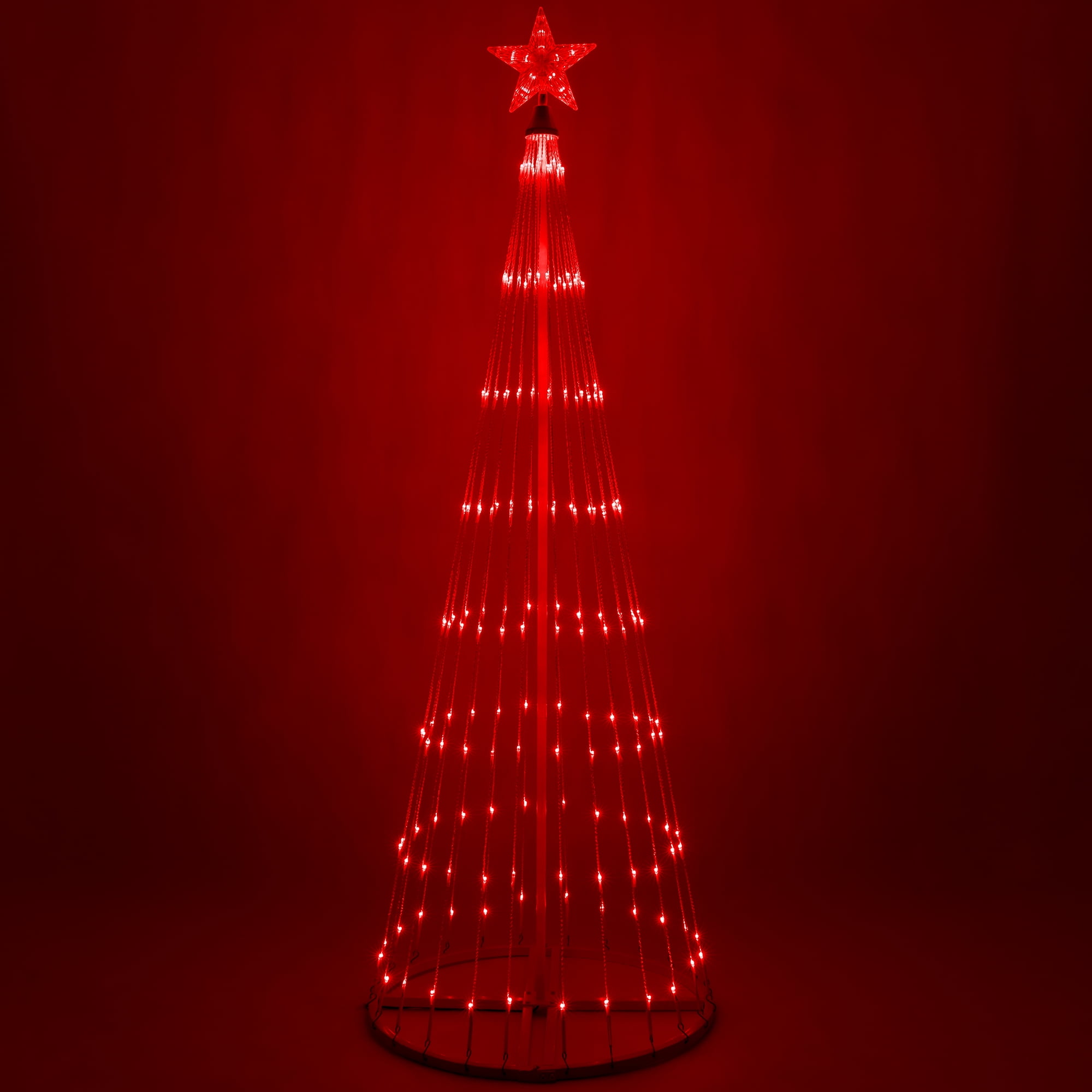 Wintergreen Lighting 6ft Red Outdoor Christmas Light Show Cone Tree, 14 ...