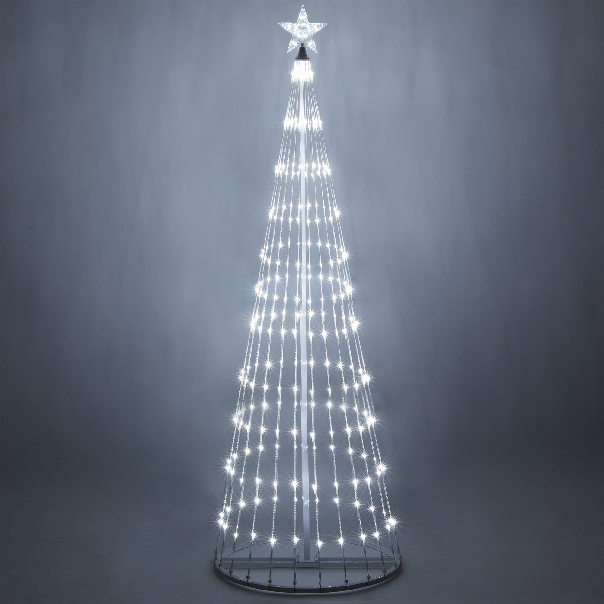 Wintergreen Lighting 9ft Cool White Outdoor Christmas Light Show Cone ...