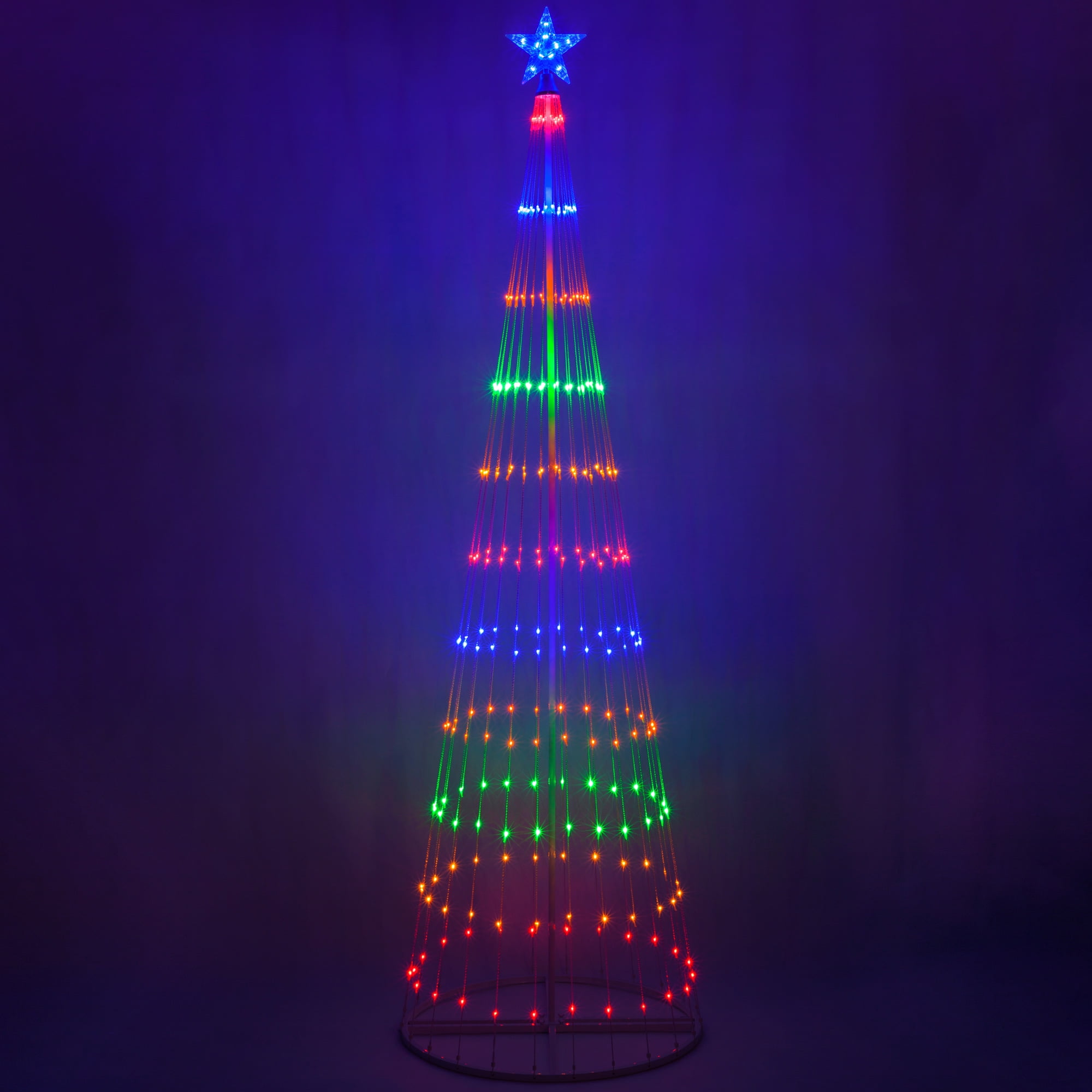 Wintergreen Lighting 9ft Multicolor Outdoor Christmas Light Show Cone ...