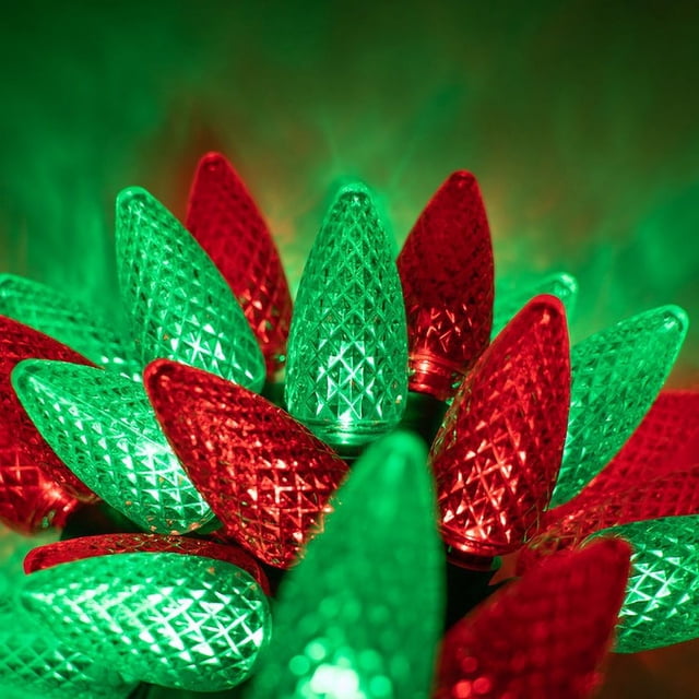 Wintergreen Lighting Big Bulb C9 Red Green LED Christmas Lights, 24 ...