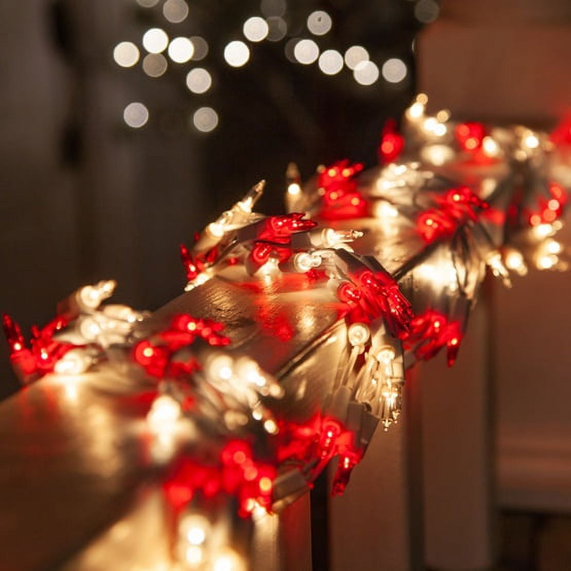 Wintergreen Lighting Red/Clear Cluster String Lights Garland, 18ft, 600 ...