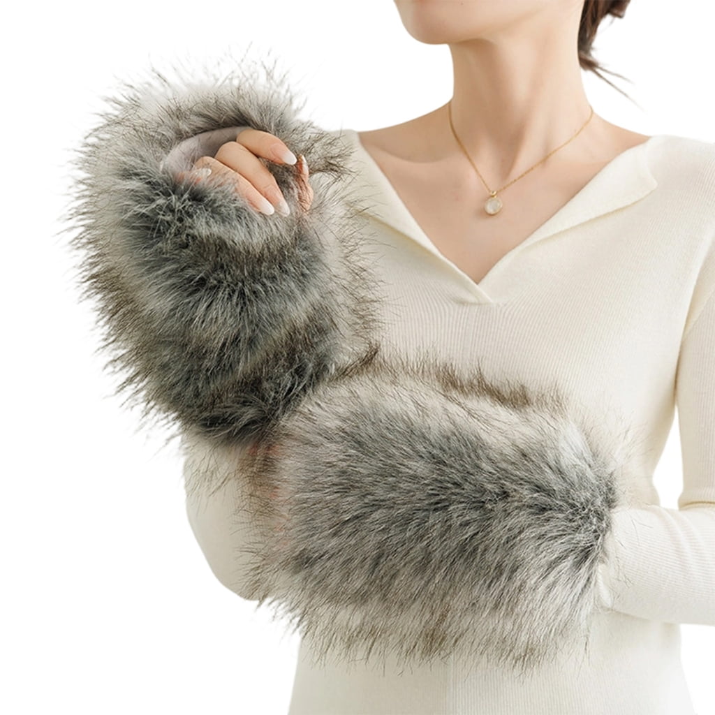 Winterized Half Finger Gloves With Faux Furs Lining Flexible Cold ...