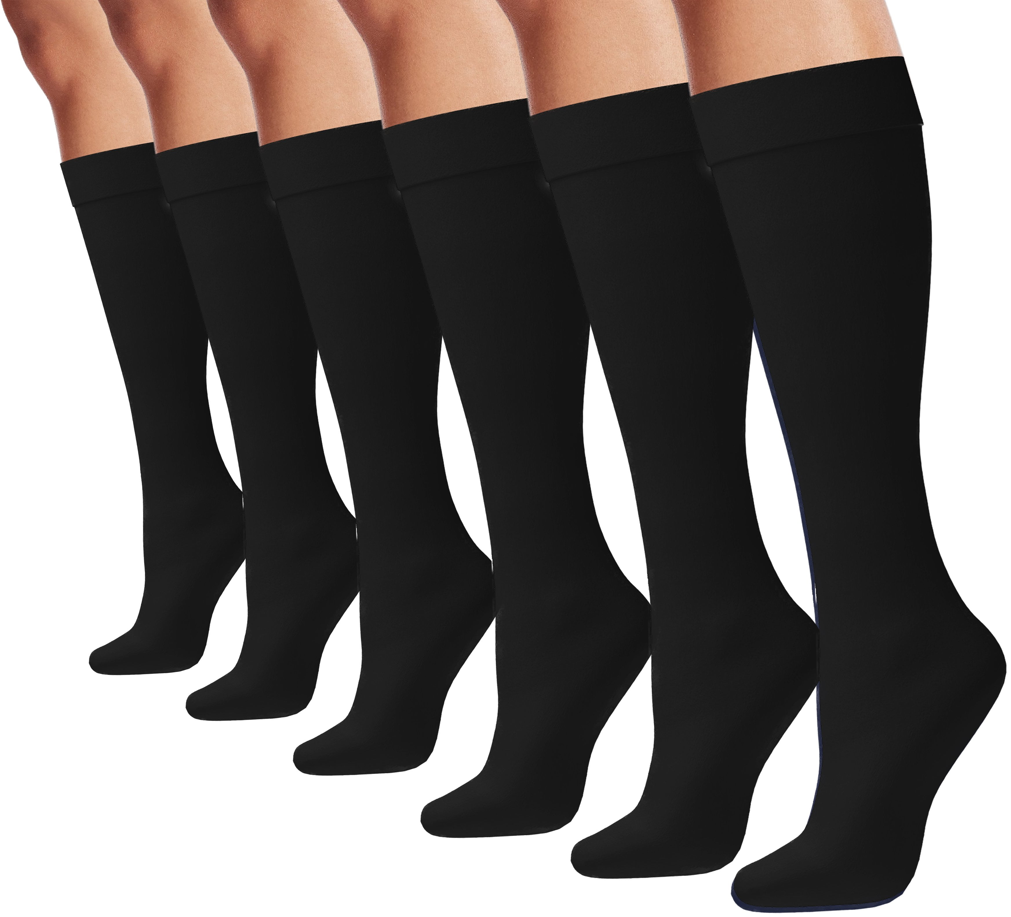 Winterlace Women's Silky Knee High Trouser Socks 6-Pack Opaque Stretchy ...