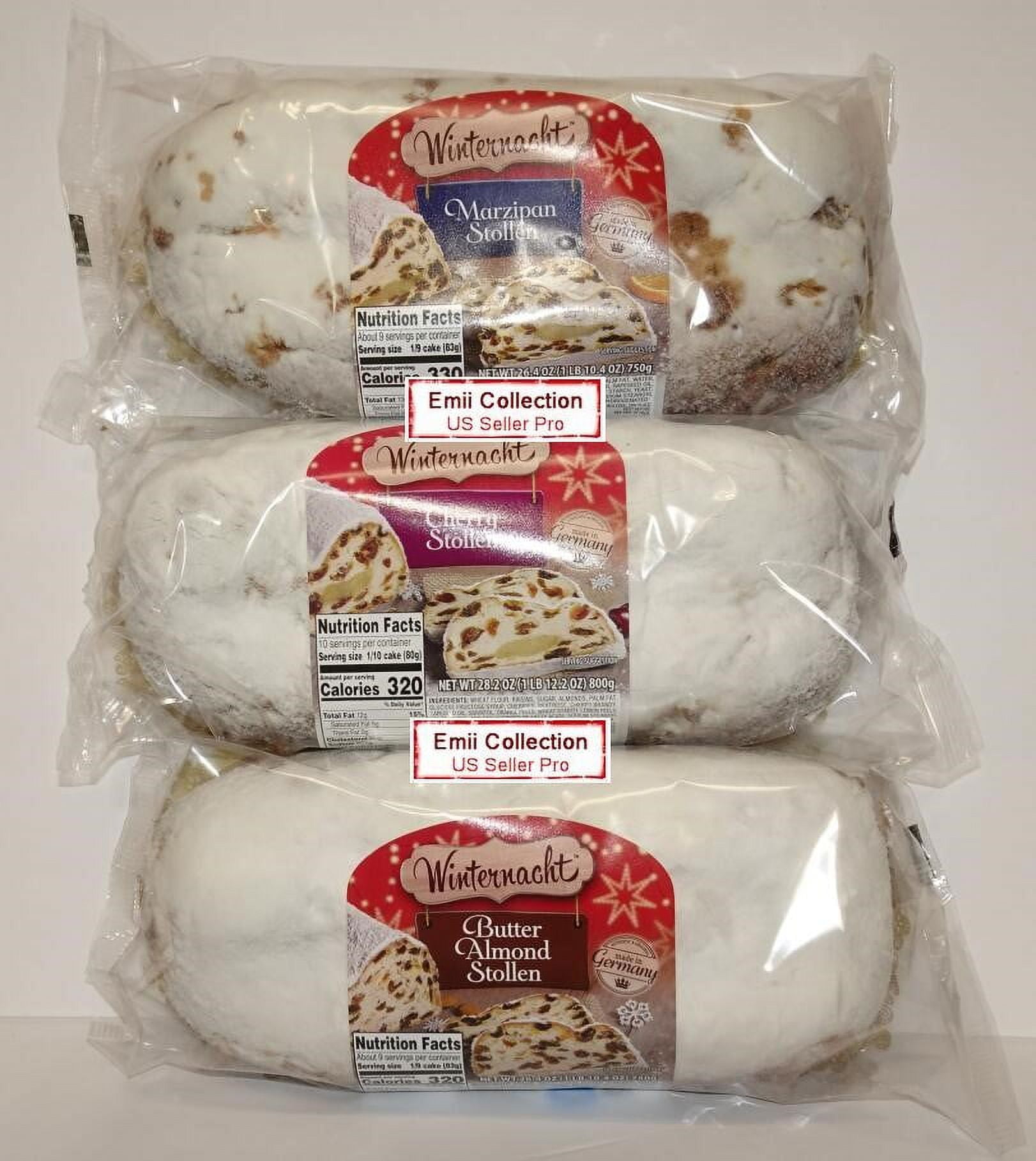 Winternacht German Stollen: Marzipan, Butter Almond, Cherry 26.4oz 750g ...