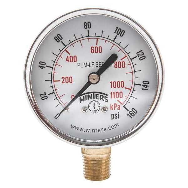 Winters Gauge,Pressure,0 to 160 psi,2-1/2 in. PEM215LF - Walmart.com
