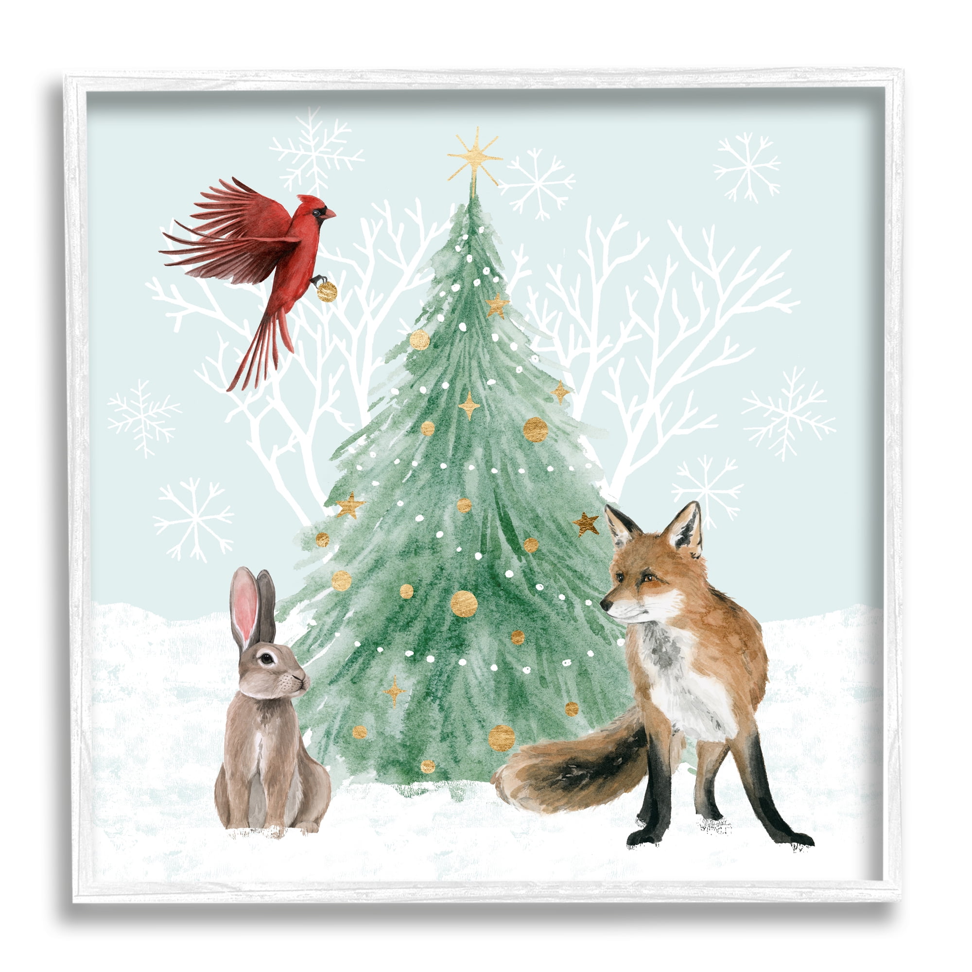 Wintery Wildlife Decorated Christmas Tree Snowflakes Animals & Insects ...