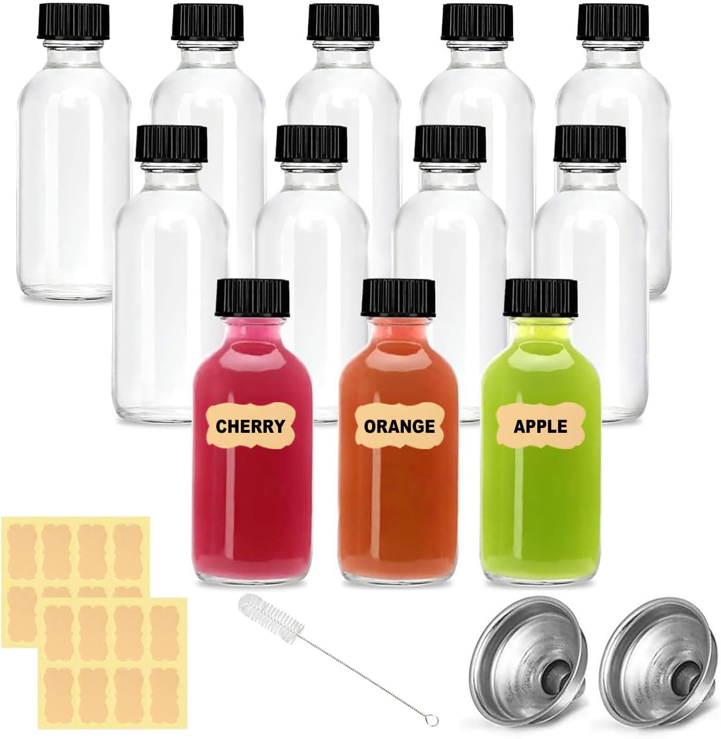 wintfarm 12-Pack 2oz Glass Ginger Shot Bottles with Lids, Portable and ...